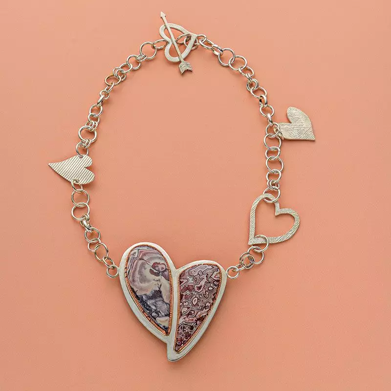 O Jeff Fulkerson's Heart to Heart Silver Agate Pendant