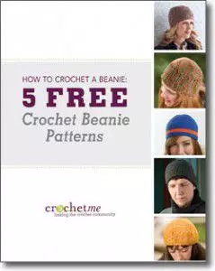 5 Free Crochet Beanie Patterns eBook တွင် အဆင့်ဆင့် ညွှန်ကြားချက်များနှင့်အတူ ပျော်ရွှင်စရာကောင်းသော ဇာထိုးပုံစံ 5 ခု ပါရှိသည်။