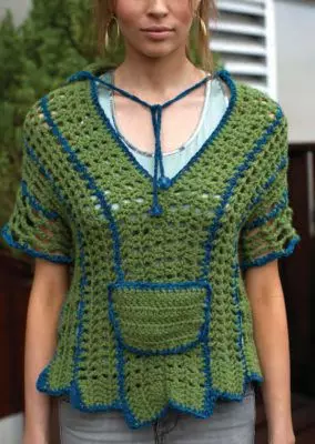 Ang Hooded Poncho usa ka makalingaw nga pattern sa crochet poncho nga makit-an sa among libre nga eBook.