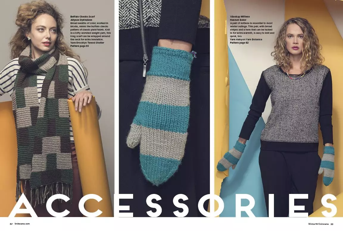 Knitscene חורף 2015 צעיף דפוס סריגה כפפות דפוס סריגה