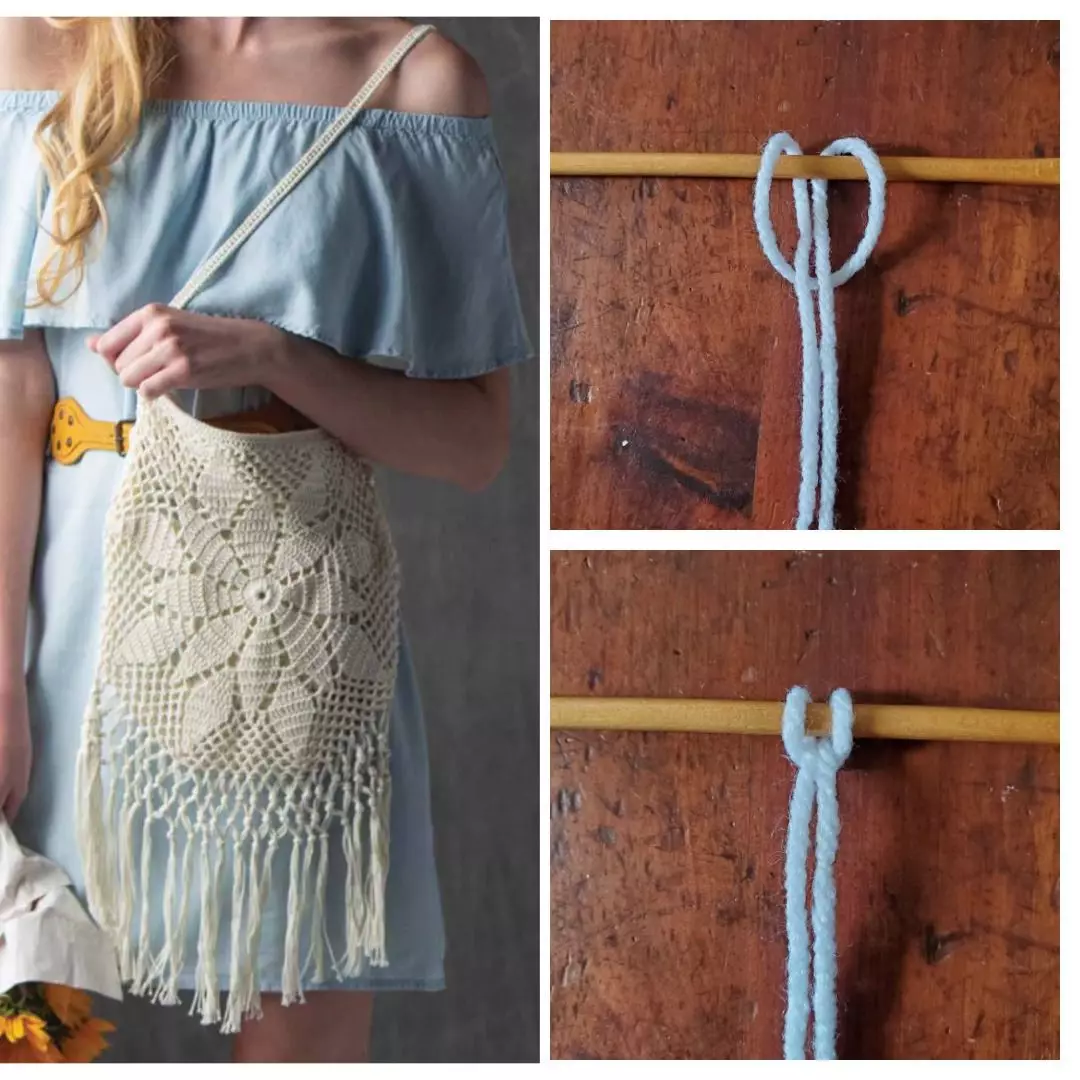 Awọn baagi Crochet Summer: Tassels ati Fringe