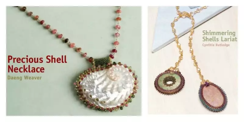 Collar de conchas preciosas de Daeng Weaver y Lariat de conchas relucientes de Cynthia Rutledge