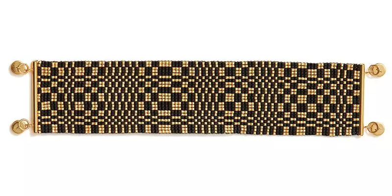 Loomed Illusion Bracelet: Black / Gold Colorway