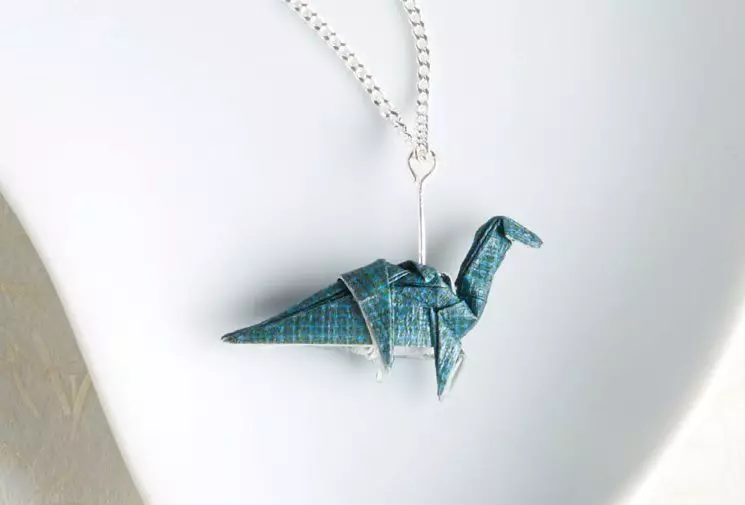 pendant dinosaurus origami ti Origami Jewelry