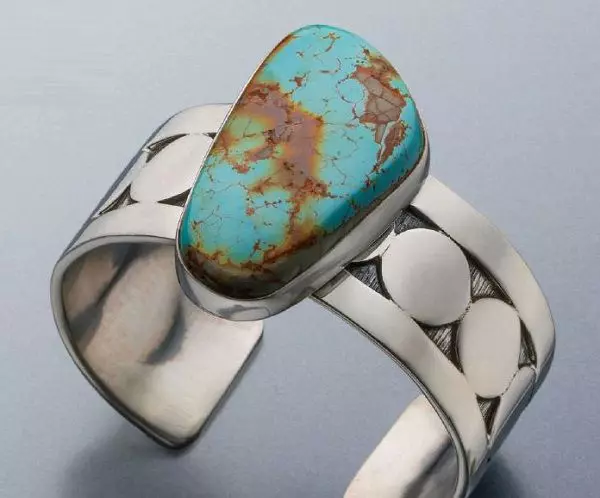 Silver iyo Turquoise Cuff ee Sam Patania