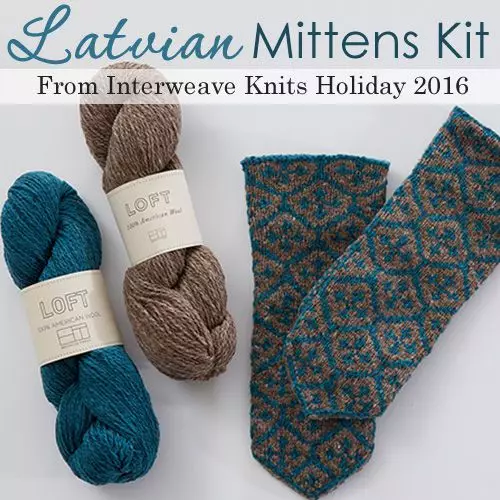 Interweave Knits Holiday 2016 වෙතින් Latvian Knit Mittens Kit