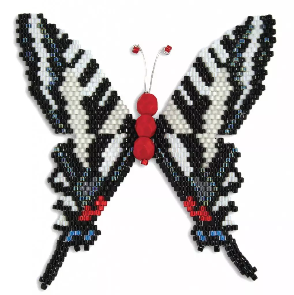 Monarch beaded npauj npaim, los ntawm Karen Parker. Cib plooj, Delica noob hlaws