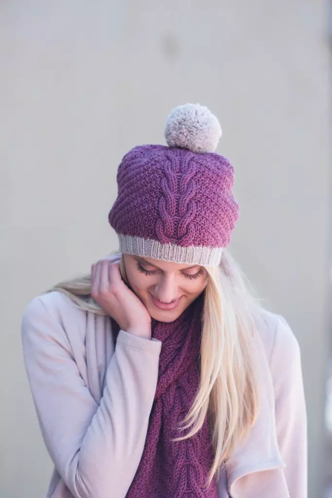 Amy Gunderson Vernon Hat & Scarf pola topi rajut pola syal rajut