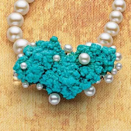 Atvirkštinis litavimas: mažyčių burbuliukų perlo ir turkio spalvos nematomos spalvos karoliai, autorė Betsy Lehndorff