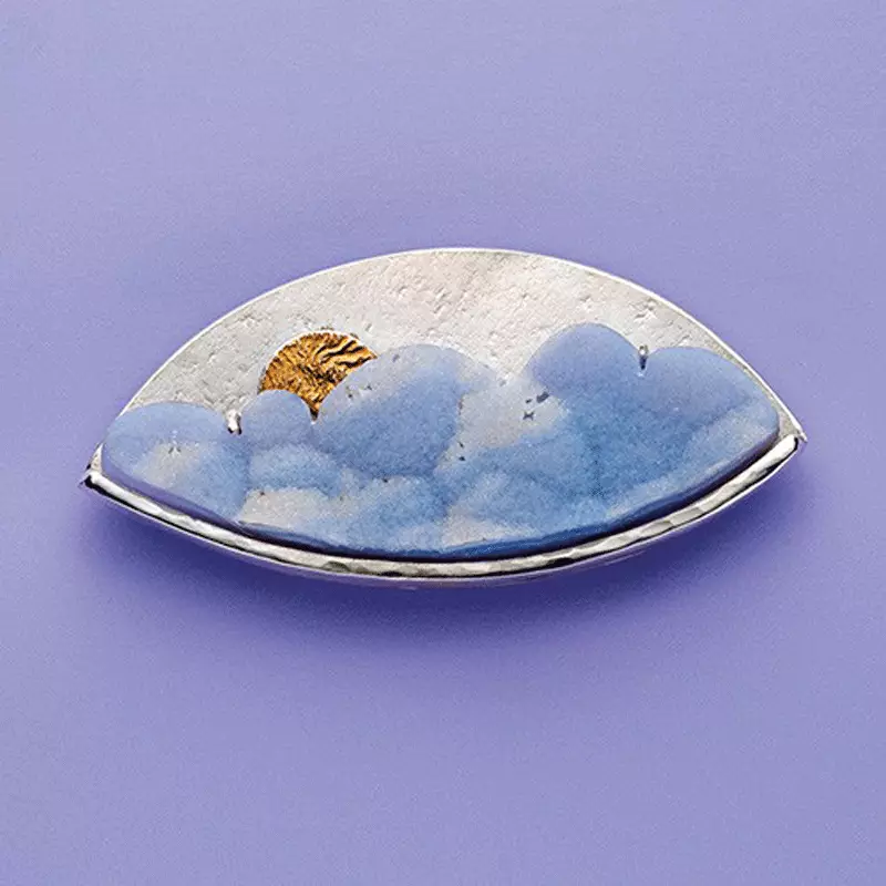 Lexi Erickson Blue Cloud Drusy Pendant Drusy cabochon, argento sterling, argento di scarto reticolato