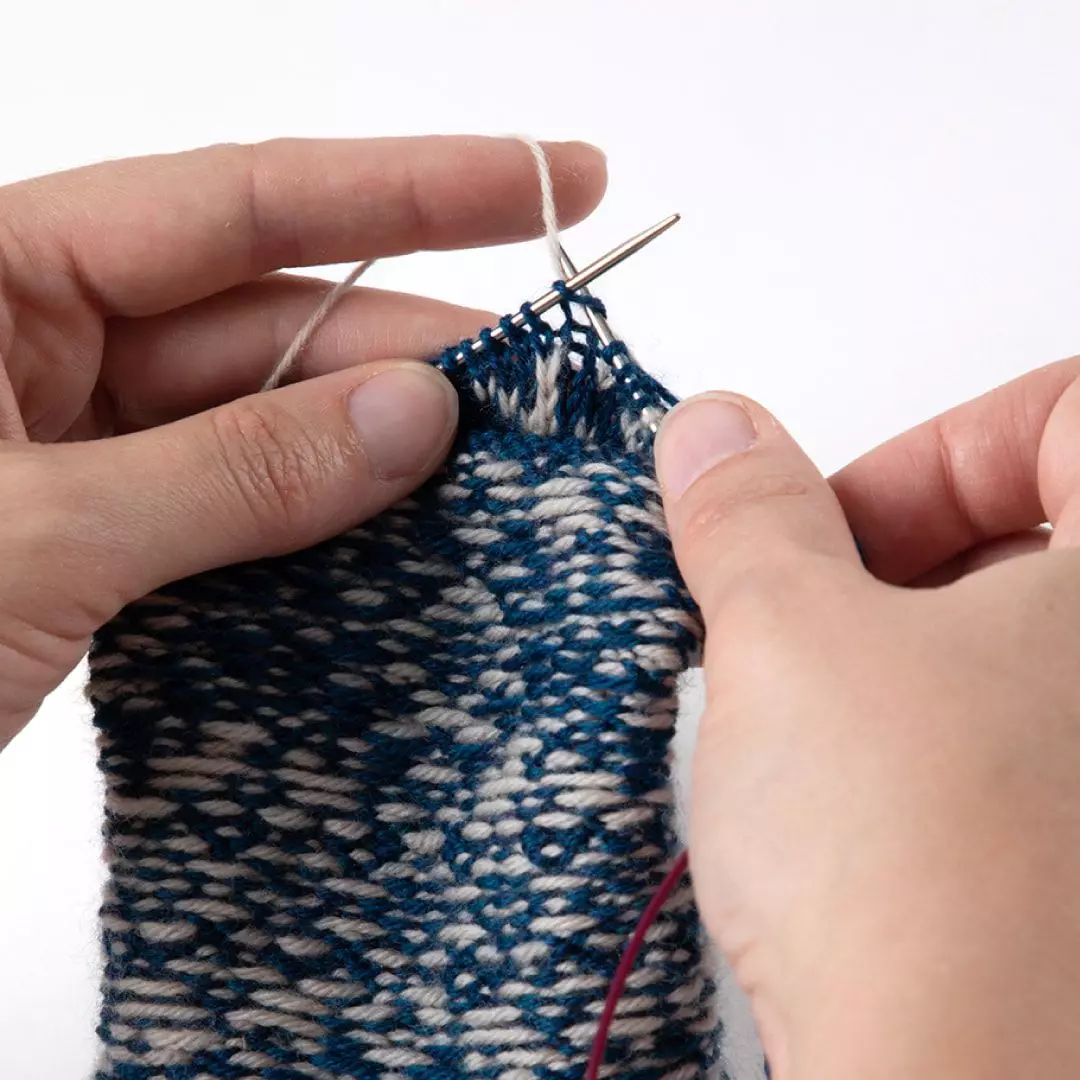 Knitting kleurwurk sokken binnenste út