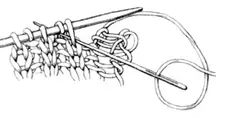 Крок 4 техніки в’язання невидимої ребристої в’язки.