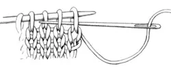 Paso 1 da técnica de tricotado cosido.
