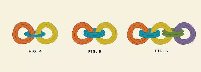 Impara la creazione di gioielli in maglia di catena: come realizzare un braccialetto con unità di fiori (Möbius) di Karen Karon nel suo libro Laboratorio di gioielli in maglia di catena.