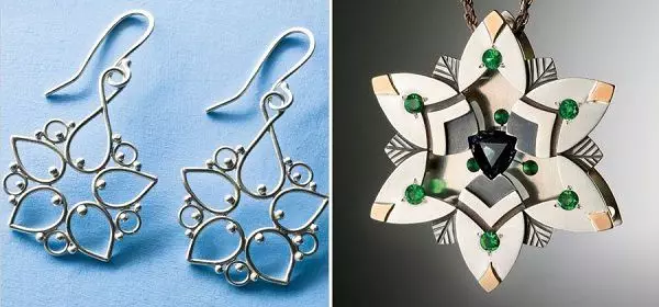 Argentium Filigree Earrings de Elizabeth Porter e Gemstone and Metal Pendant de Andy Lucas