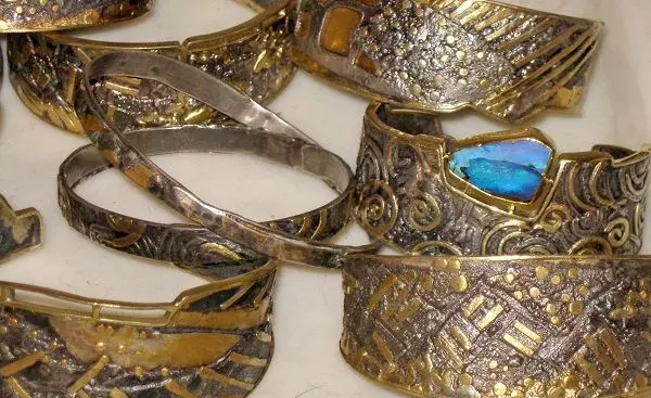 Marne Ryan's textured metal cuffs