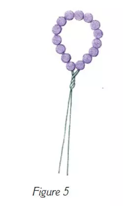 Френско цвете с мъниста, единична примка, фигура 5 от електронната книга Beads in Bloom