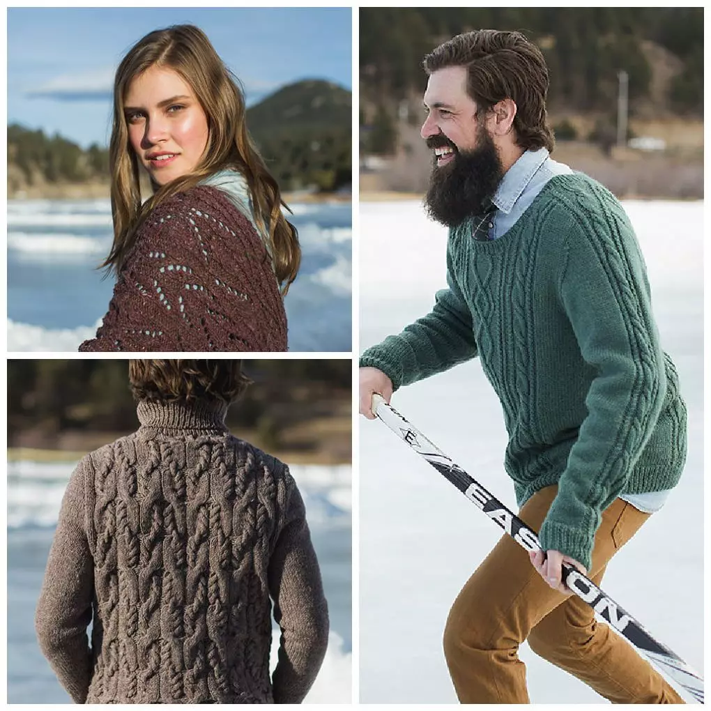 Koláž projektů z Interweave Knits Winter 2018